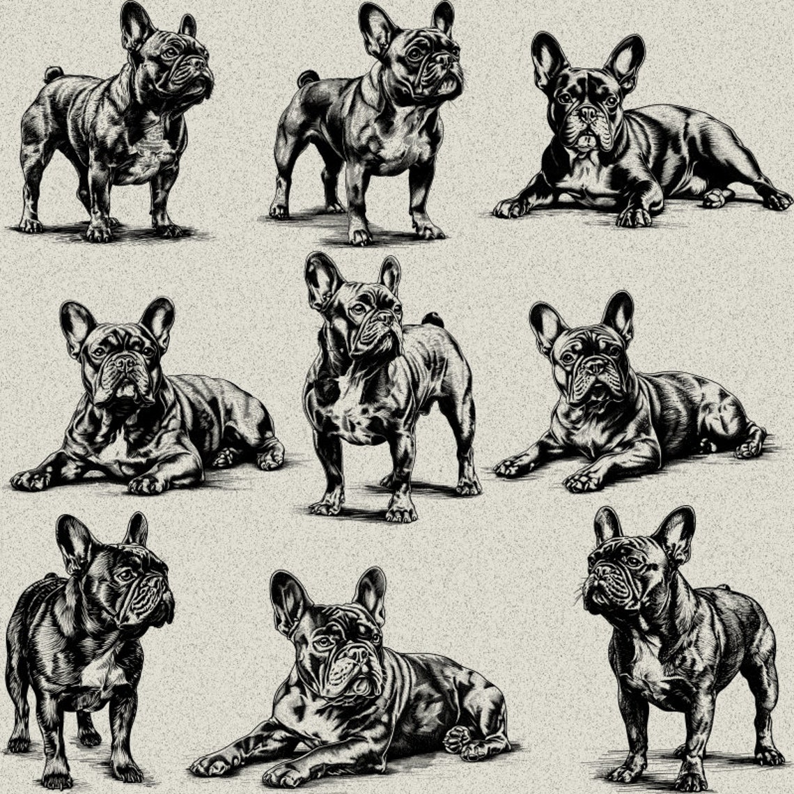 36 French Bulldog Designs Bundle SVG & PNG for Laser Engraving or Print ...