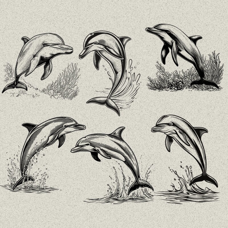 40 Dolphin Designs Bundle PNG & SVG for Laser Engraving or Print ...