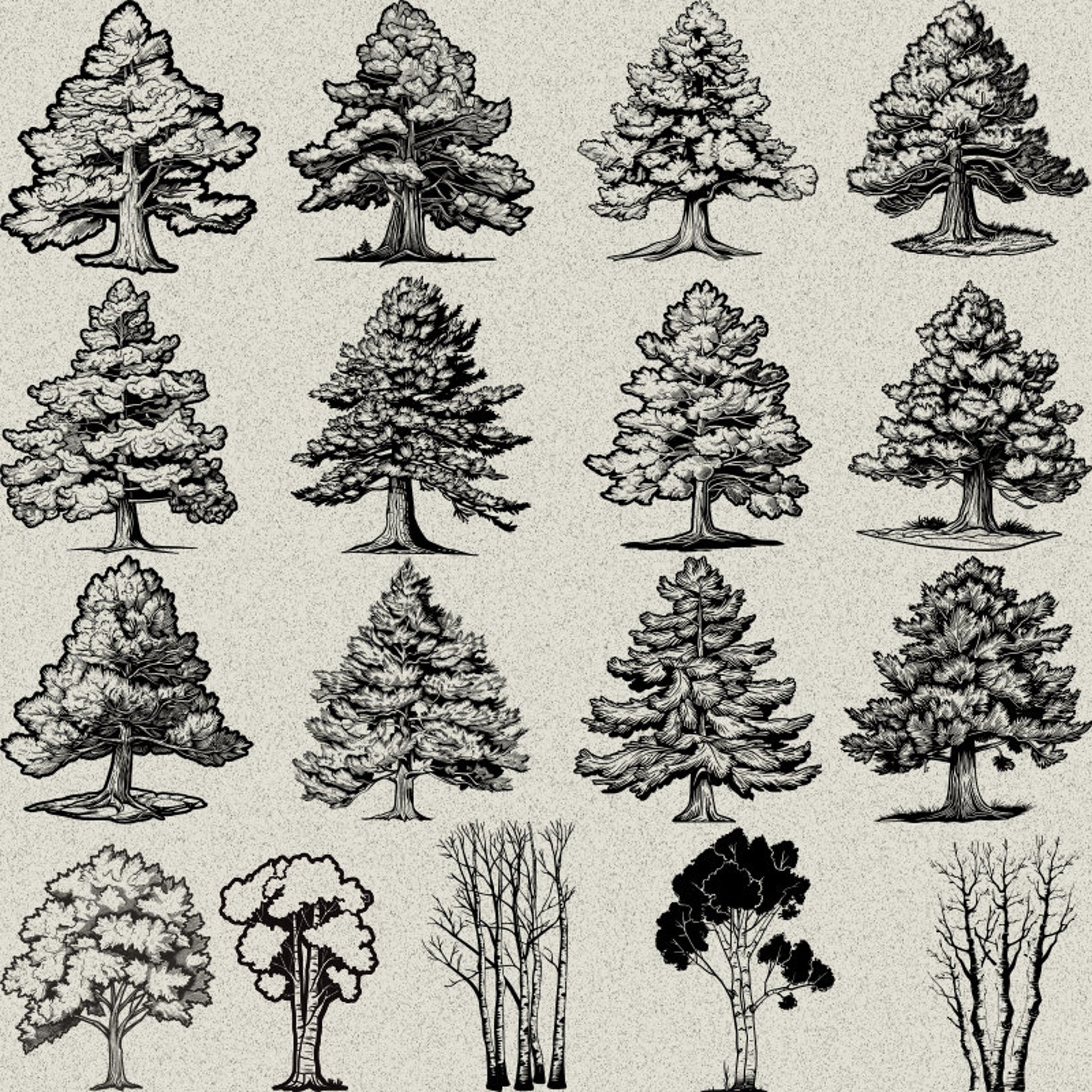 81 Tree SVG & PNG Bundle Designs for Laser Engraving, Print-on-demand ...