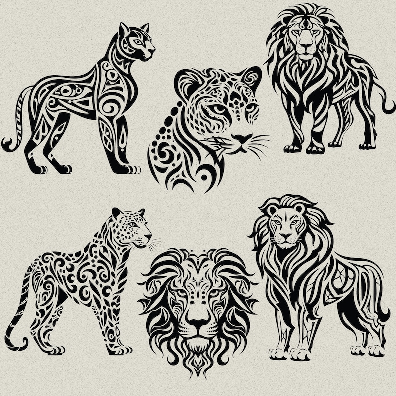 25 Tribal African Animal Designs Pack SVG & PNG Files for Laser Engrave ...