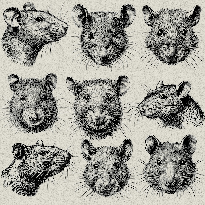 36 Rat Designs Bundle PNG & SVG Digital for Laser Engraving or Print ...