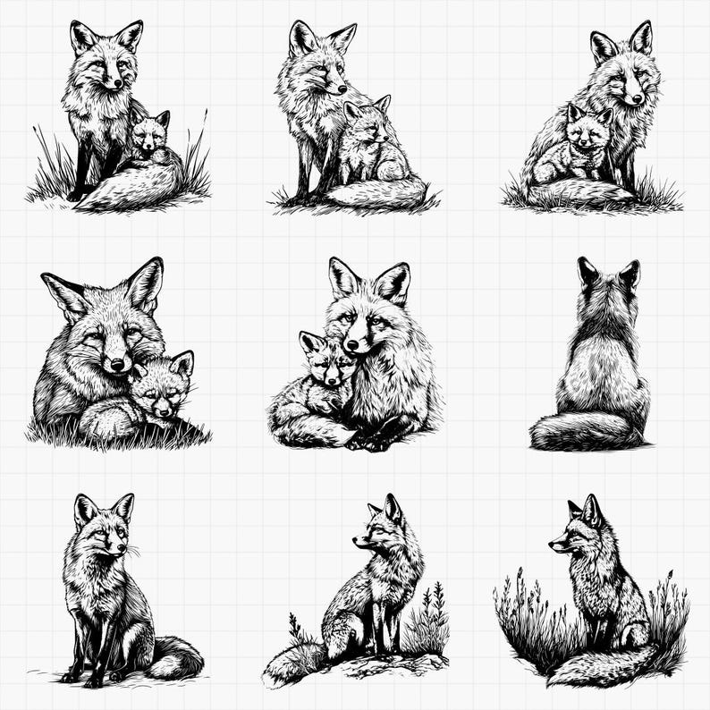 Fox Designs Bundle PNG & SVG Digital for Laser Engraving or Print, Fox ...