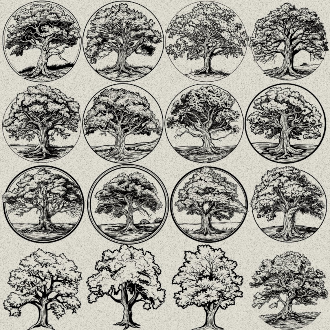 81 Tree SVG & PNG Bundle Designs for Laser Engraving, Print-on-demand ...