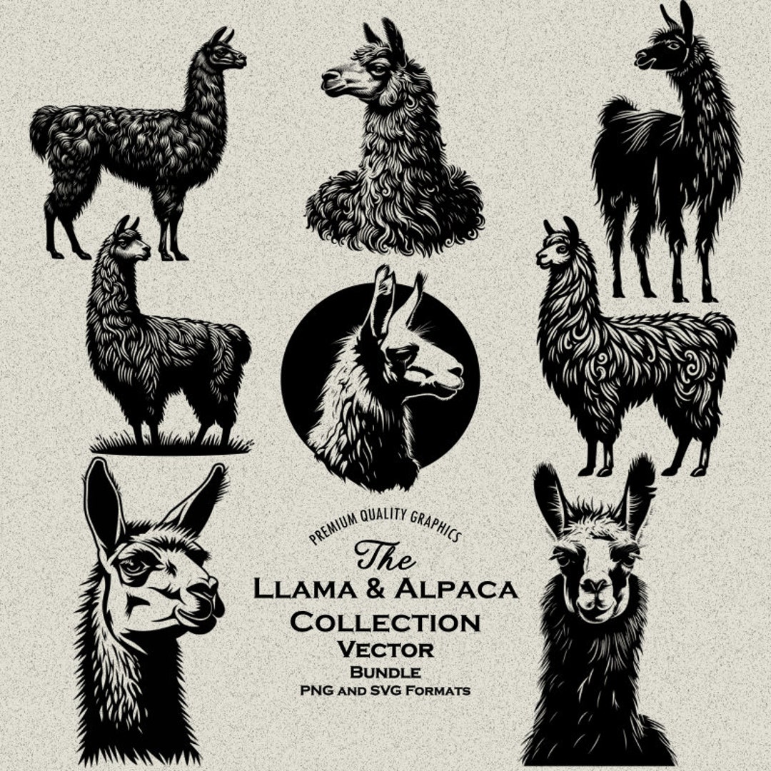 30 Llama and Alpaca Designs Bundle PNG & SVG for Engraving, Print or ...