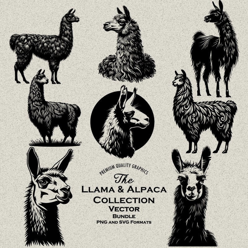 30 Llama and Alpaca Designs Bundle PNG & SVG for Engraving, Print or ... 30 Llama and Alpaca Designs Bundle PNG & SVG for Engraving, Print or ...