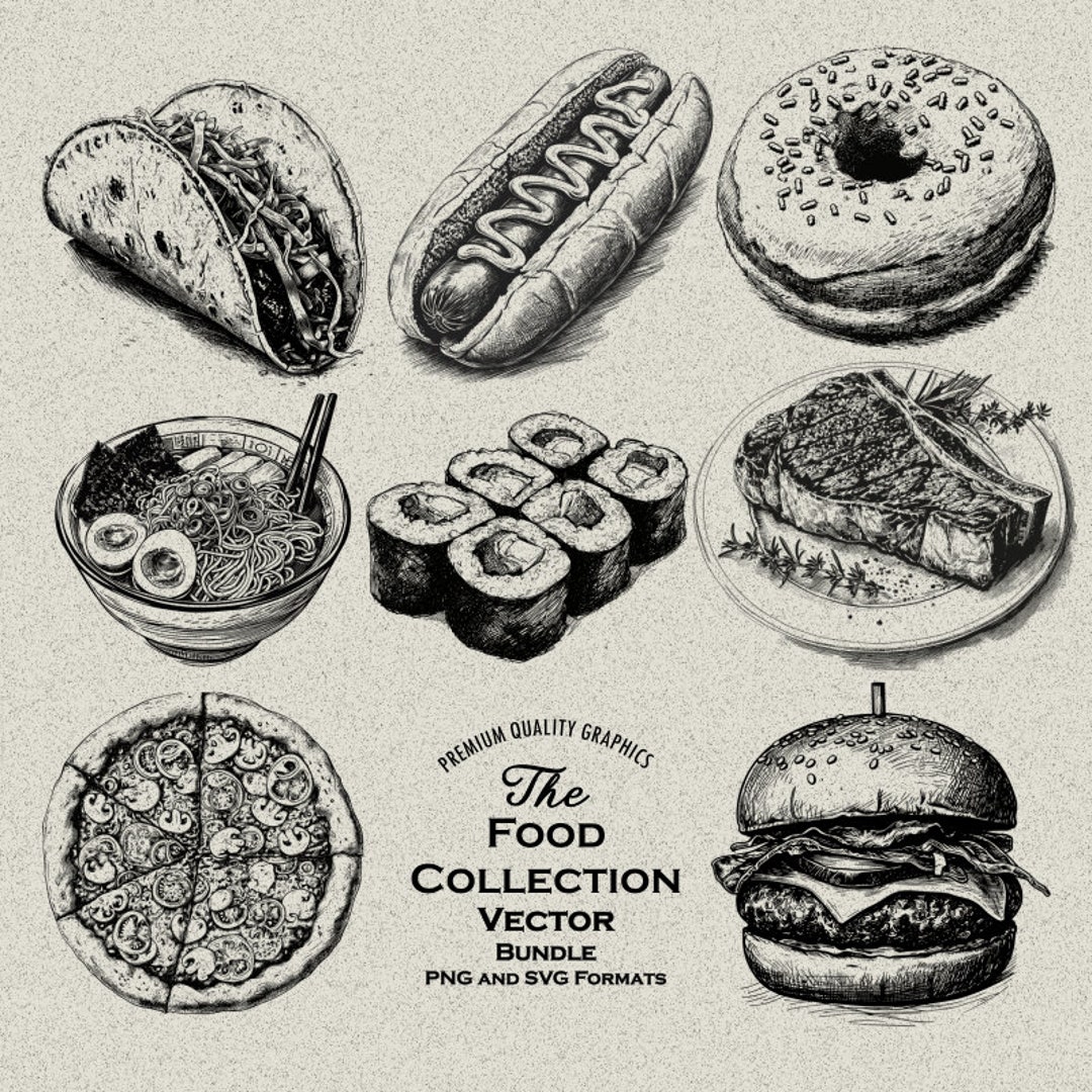 85 Food Designs Bundle PNG & SVG for Laser Engraving or Print, Pizza ...