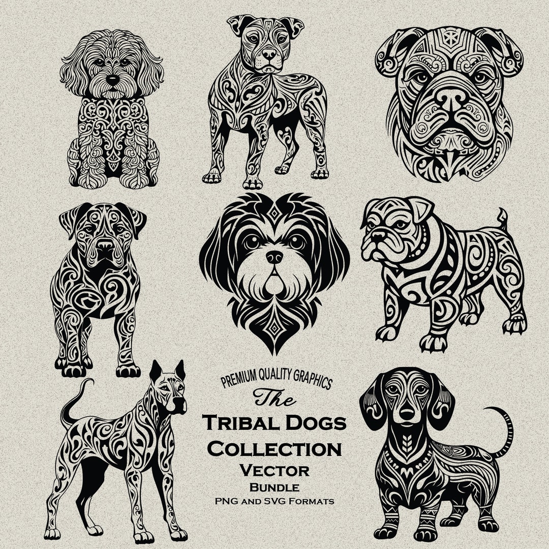 75 Tribal Dog Designs SVG & PNG Bundle - Ideal for Laser Engraver! - Etsy