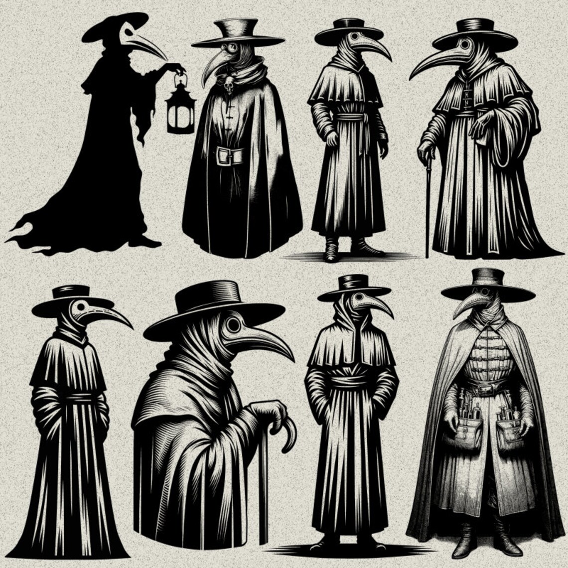 40 Plague Doctor Designs Bundle SVG & PNG for Laser Engraving or Print ...