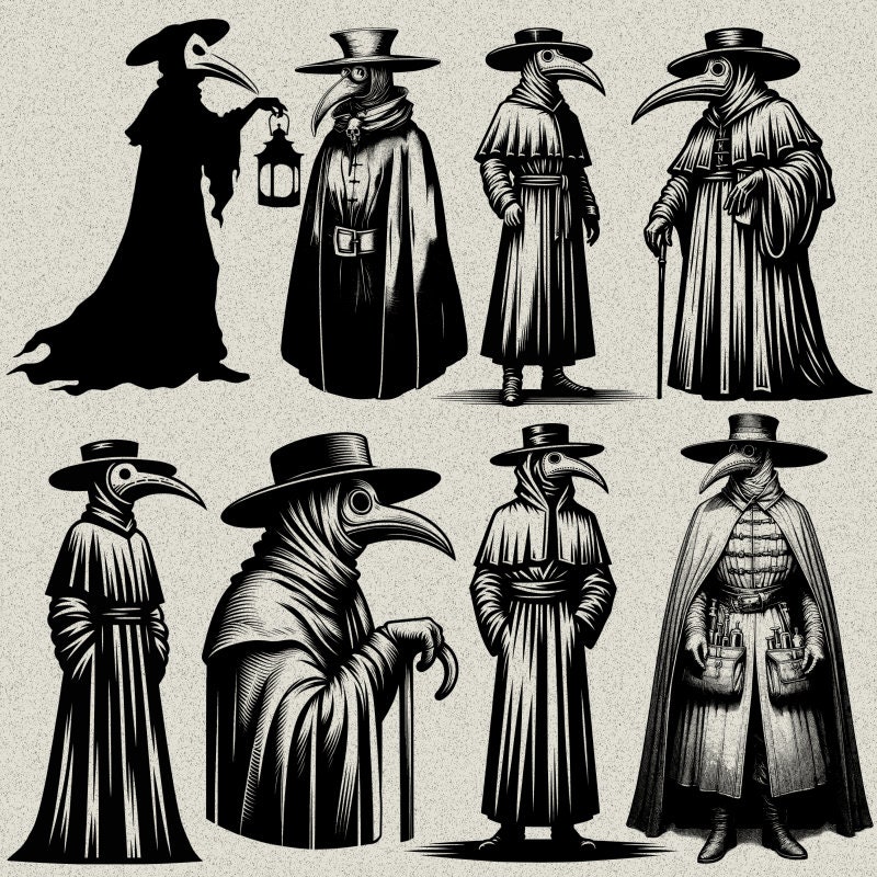 40 Plague Doctor Designs Bundle SVG & PNG for Laser Engraving or Print ...