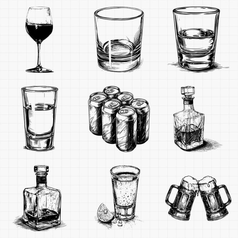 Bar & Drink Designs Bundle PNG and SVG for Laser Engraving or Print ...