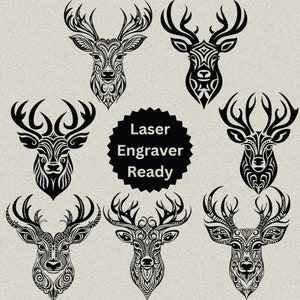 25 Tribal Deer Bundle SVG & PNG Engraver, Cutter and Print Ready ...