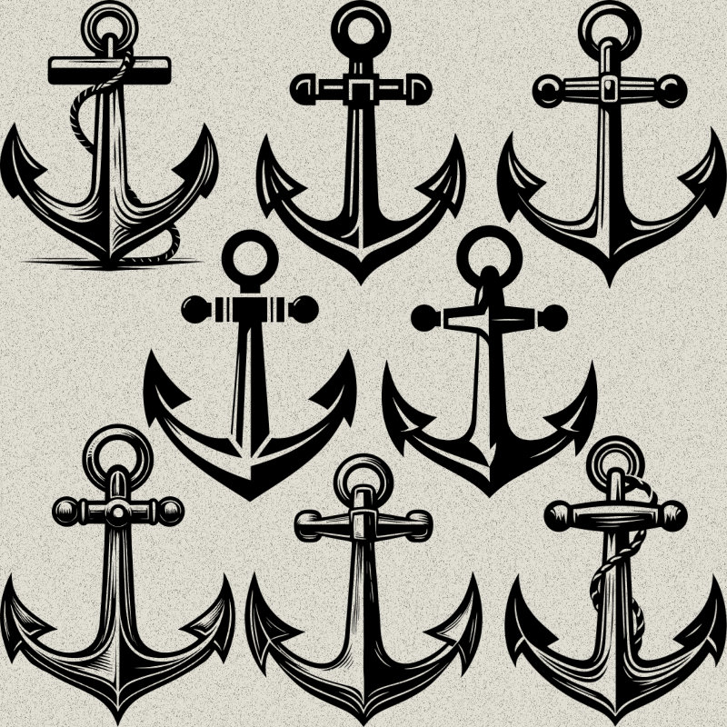 34 Anchor Designs Bundle SVG & PNG for Laser Engraving or Print, USN ...