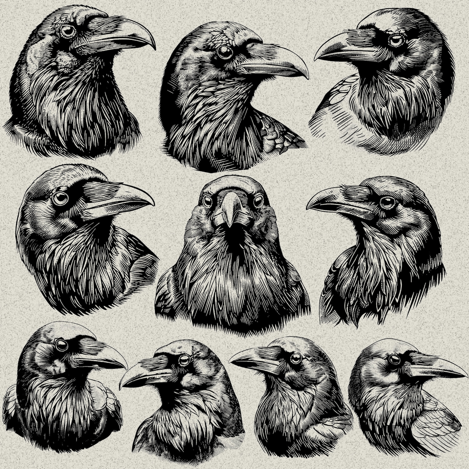 40 Raven and Crow Designs Bundle PNG & SVG Digital for Laser Engraving ...