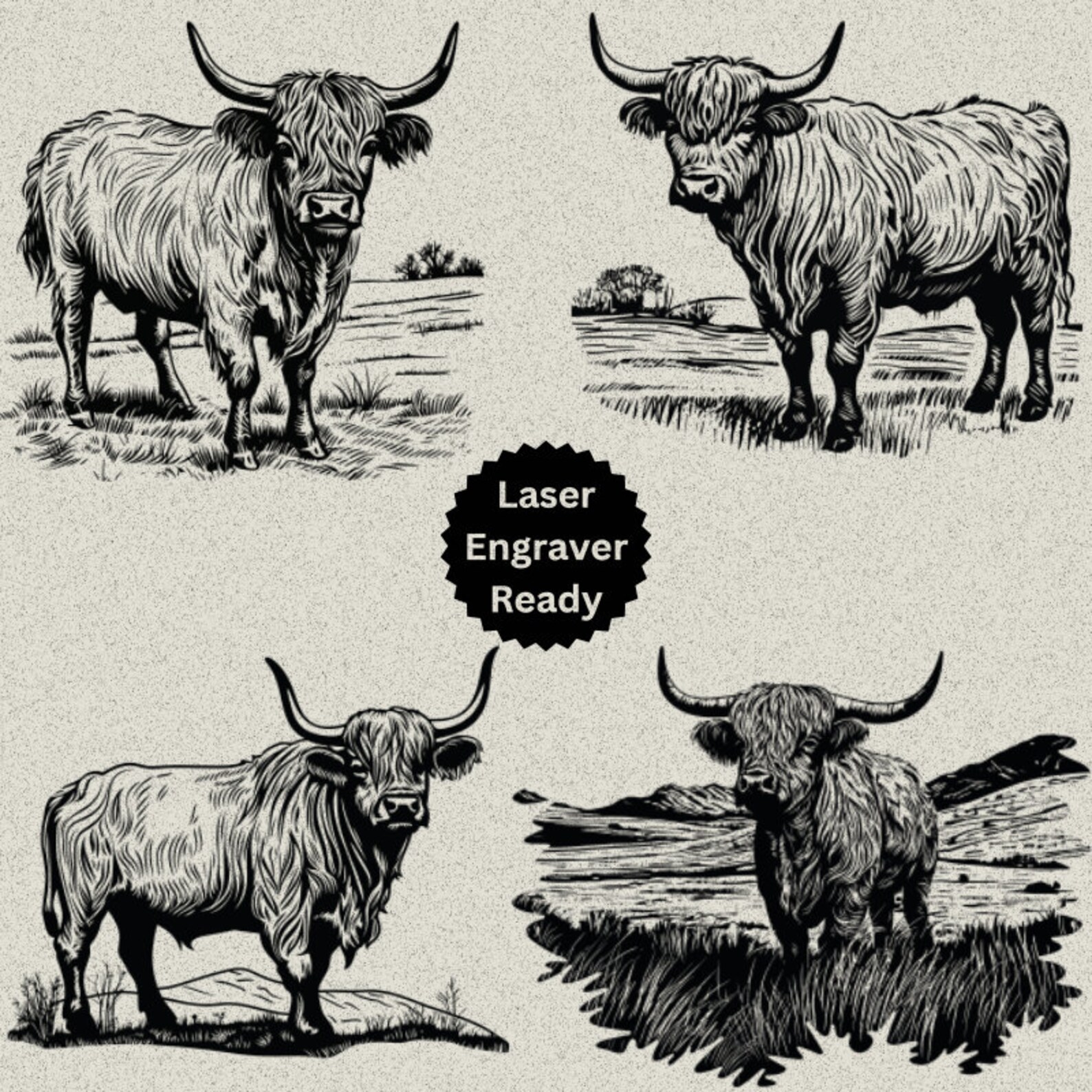 30 Highland Cow Designs Bundle PNG & SVG Digital Download for Laser ...