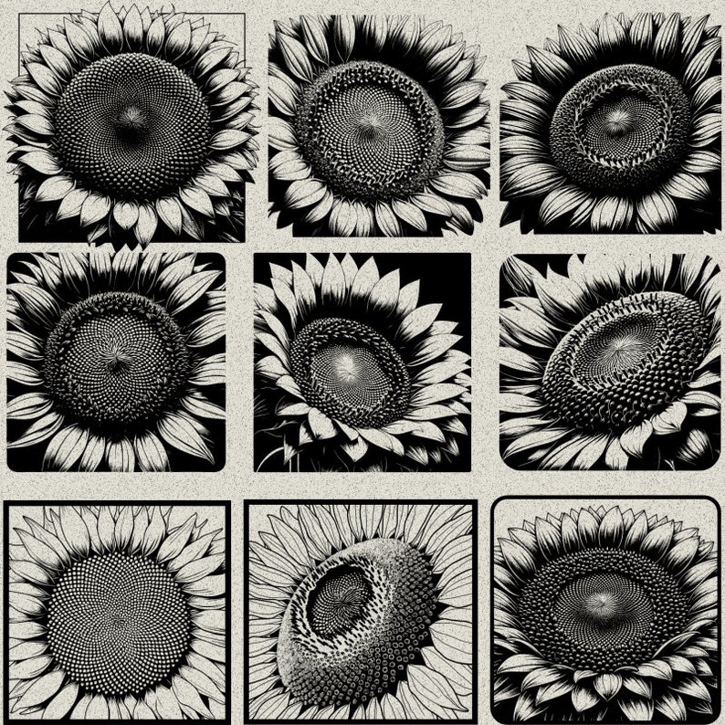 44 Sunflowers Bundle PNG & SVG for Laser Engraving or Print, Bee and ...