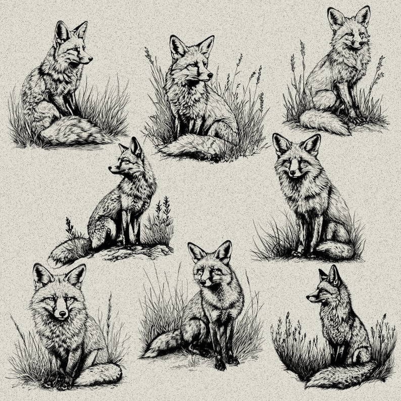 47 Fox Designs Bundle PNG & SVG Digital for Laser Engraving or Print, Fox Flowers, Fox Head ...
