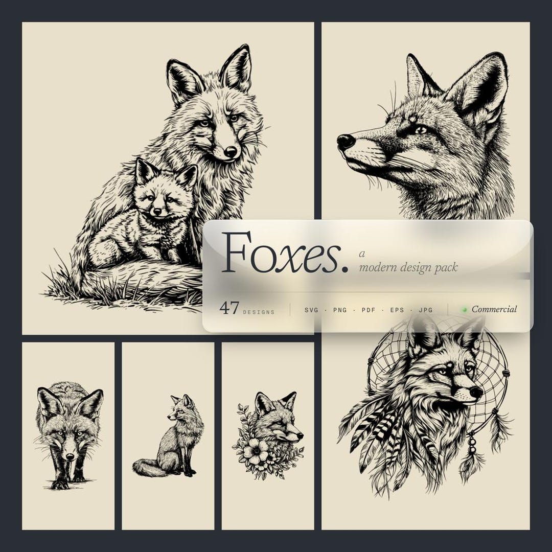 Fox Designs Bundle PNG & SVG Digital for Laser Engraving or Print, Fox ...
