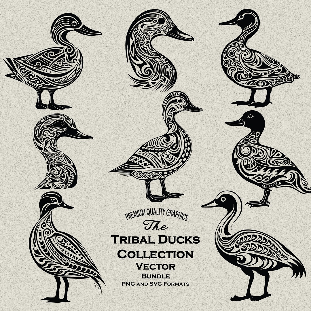25 Tribal Duck Waterfowl Designs Bundle SVG & PNG Files for Engraving ...