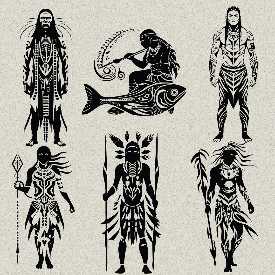 25 Native People Svgs & Pngs Tribal Designs Pack for Laser Engraver ...