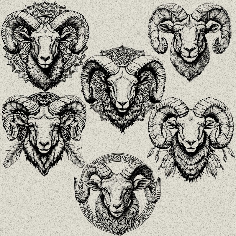36 Ram Designs Bundle PNG & SVG Digital for Laser Engraving or Print ...