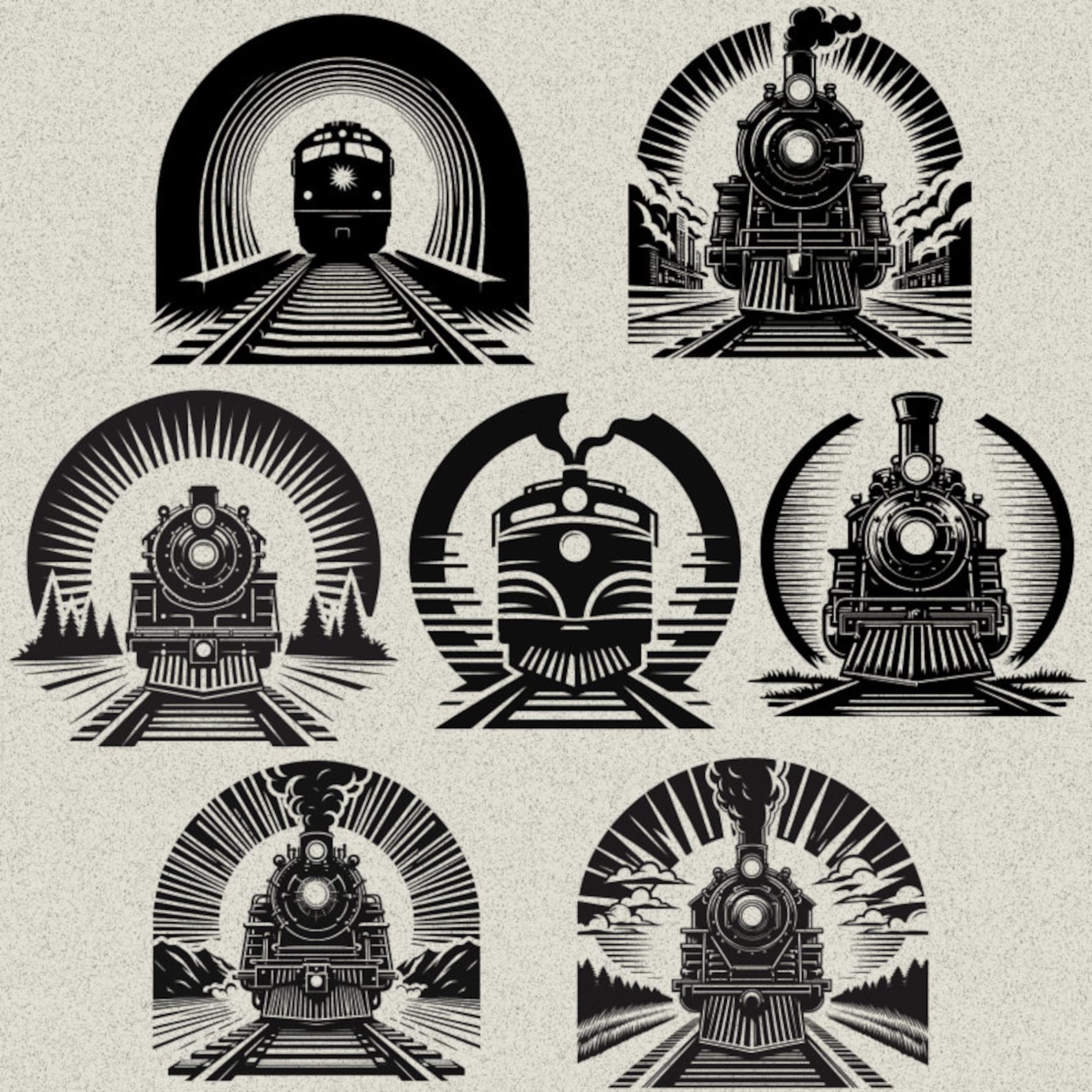 40 Train Designs Bundle PNG & SVG Digital for Laser Engraving, Cutting ...