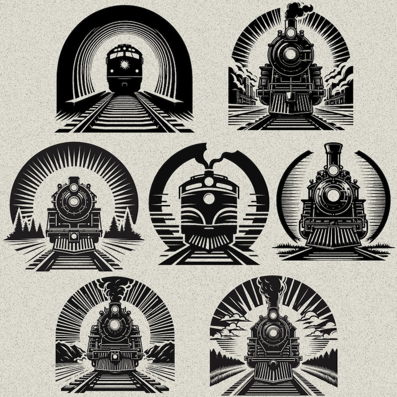 40 Train Designs Bundle PNG & SVG Digital for Laser Engraving, Cutting ...