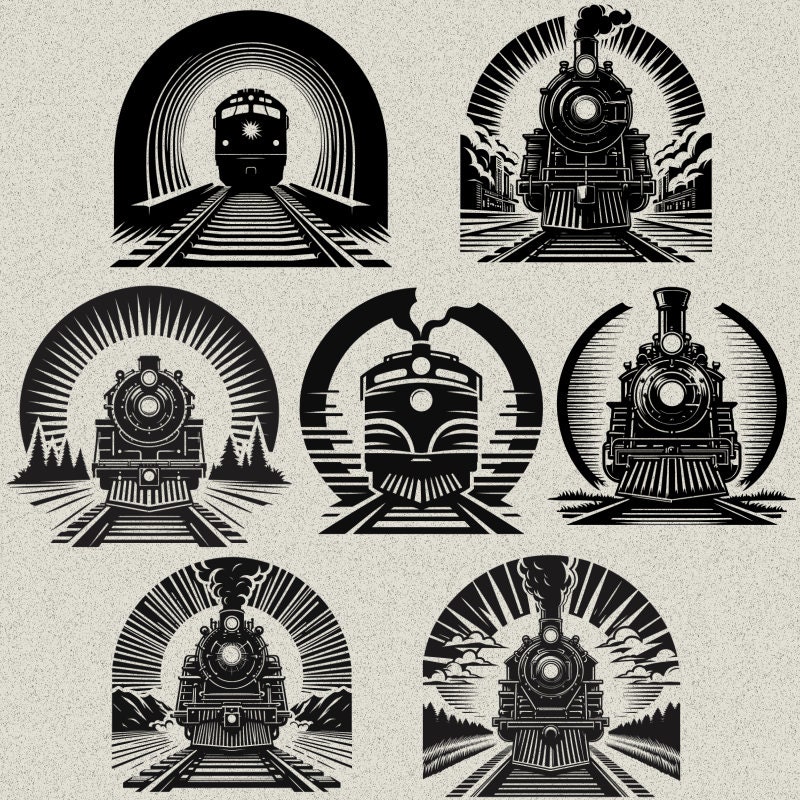 40 Train Designs Bundle PNG & SVG Digital for Laser Engraving, Cutting ...