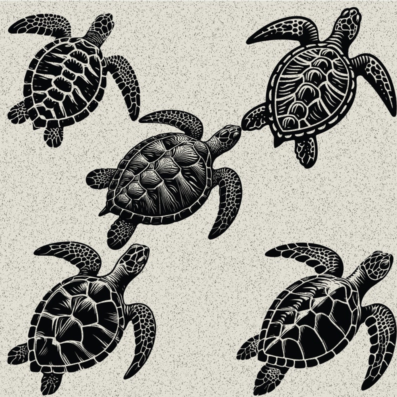 34 Sea Turtle Graphics SVG and PNG Bundle: Laser Engraver and Print ...