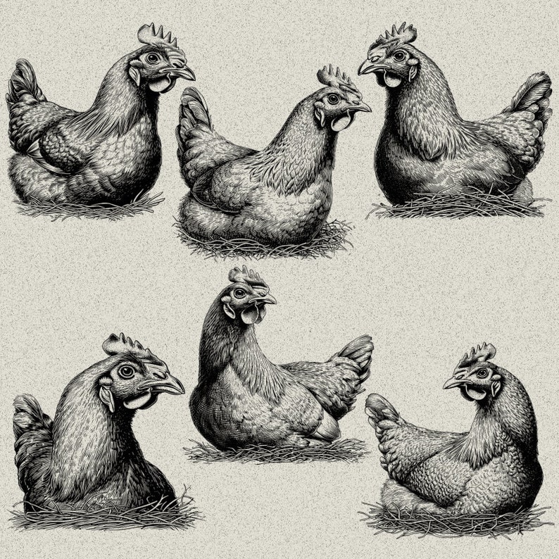 40 Chicken Designs Bundle PNG & SVG for Laser Engraving or Print, Chick ...