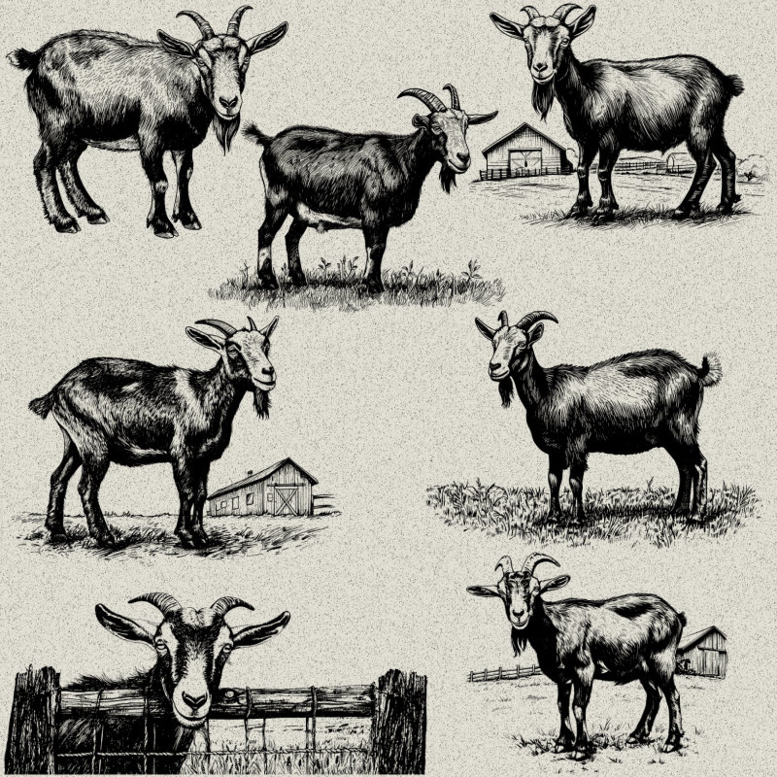 45 Goat Designs Bundle PNG & SVG Digital for Laser Engraving or Print ...