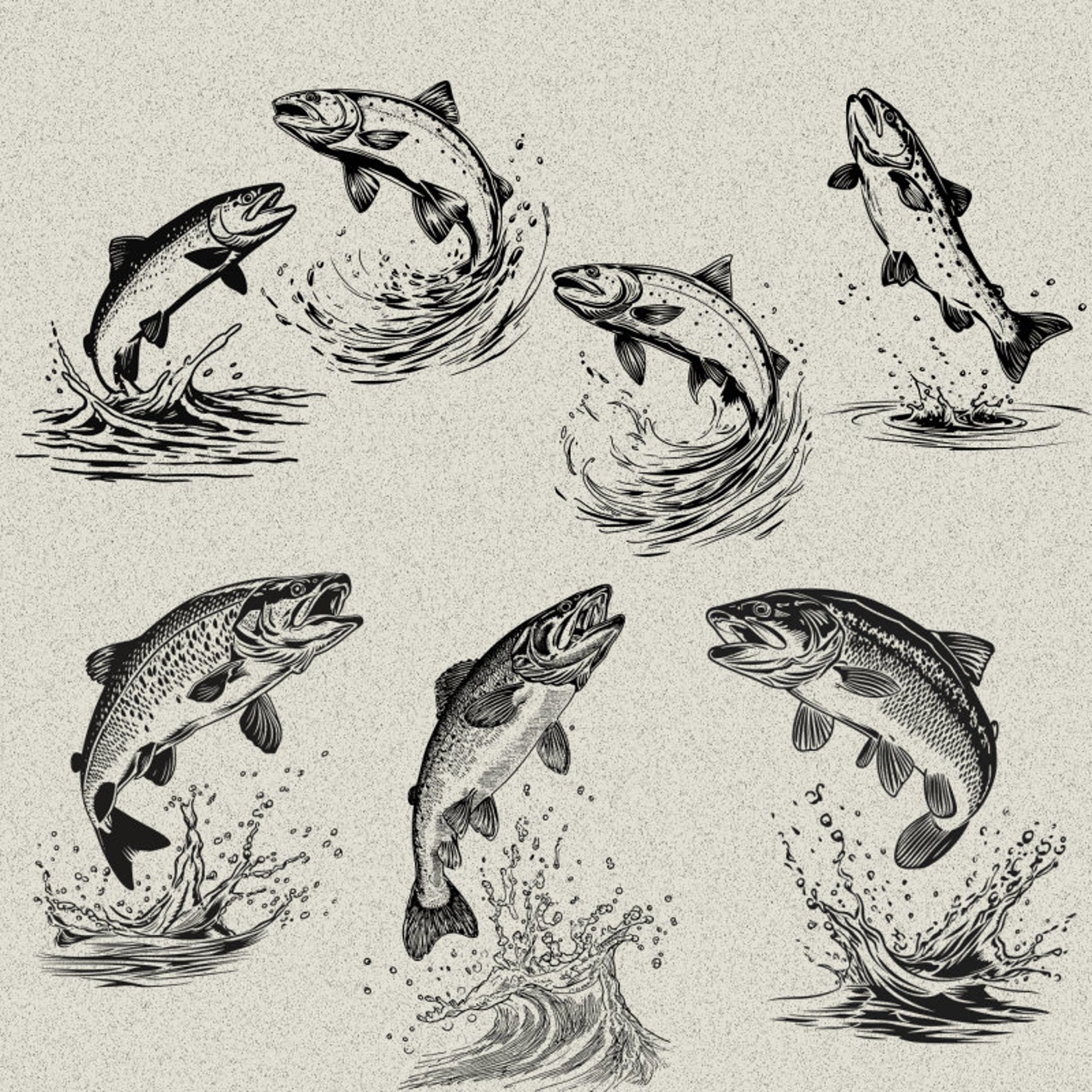 38 Trout Designs Bundle PNG & SVG Digital for Laser Engraving or Print ...