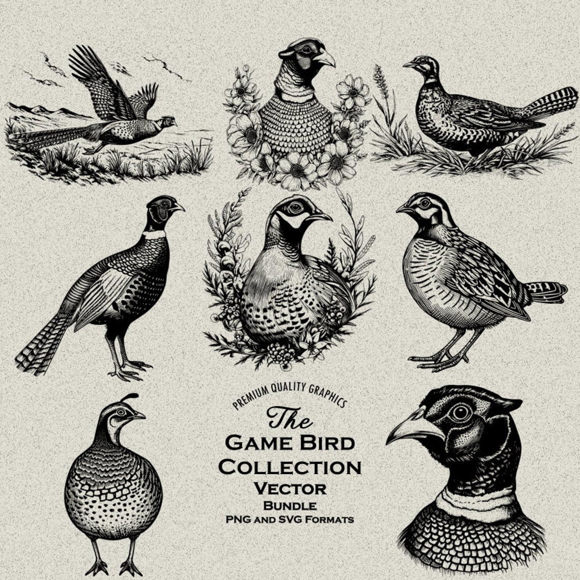 44 Game Bird Designs Bundle PNG & SVG for Laser Engraving or Print on ...
