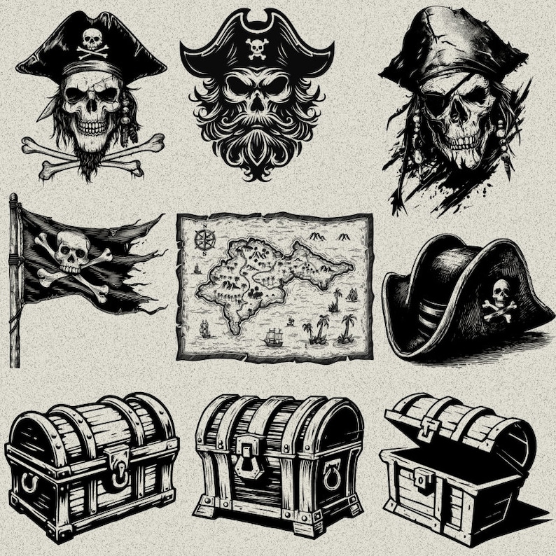 46 Pirate Designs Bundle PNG and SVG for Laser Engraving or Print, Cut ...