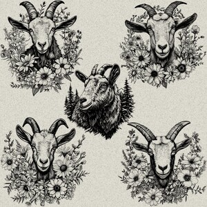 45 Goat Designs Bundle PNG & SVG Digital for Laser Engraving or Print ...