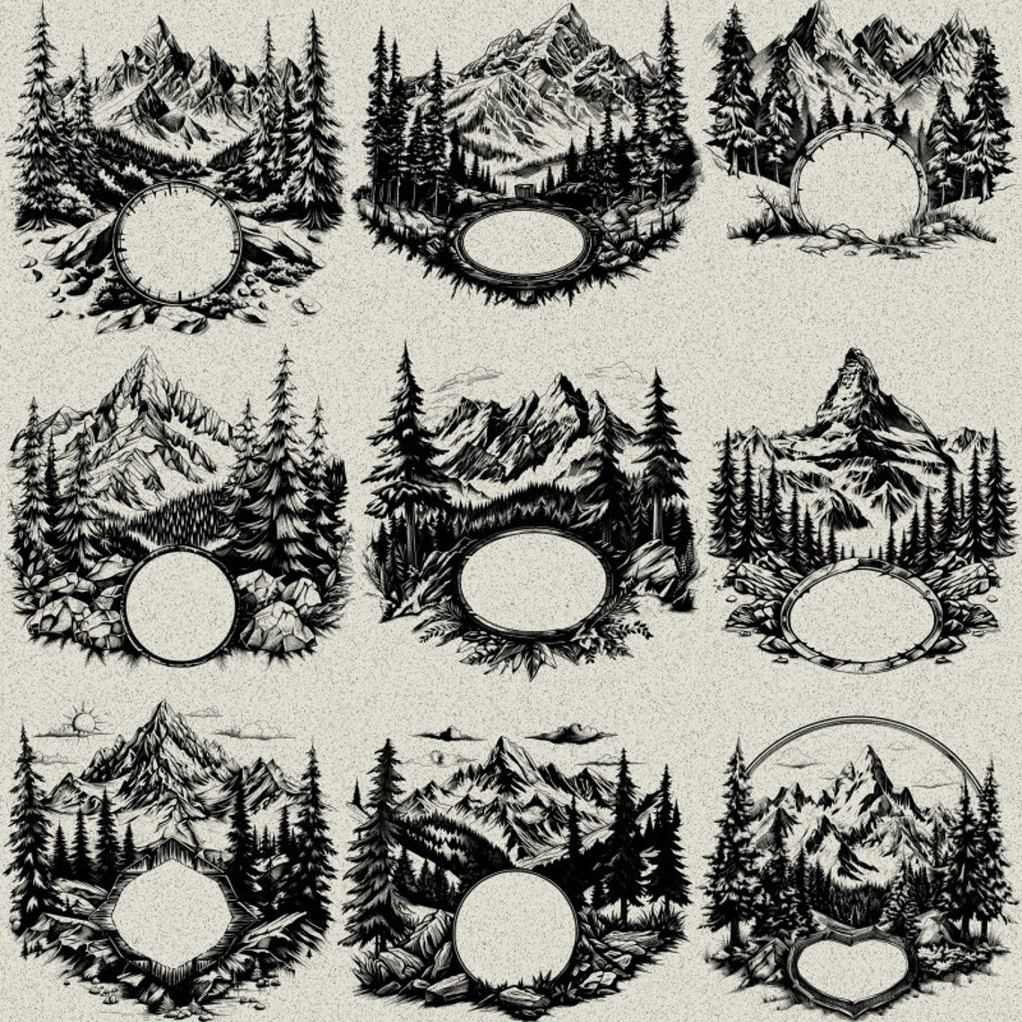 46 Mountain Sign SVG-PNG Bundle High Detail Designs for Laser Engraving ...