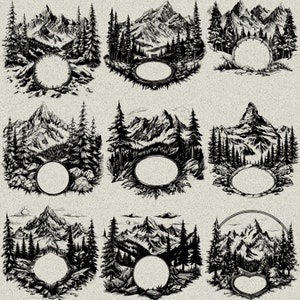 46 Mountain Sign SVG-PNG Bundle High Detail Designs for Laser Engraving ...