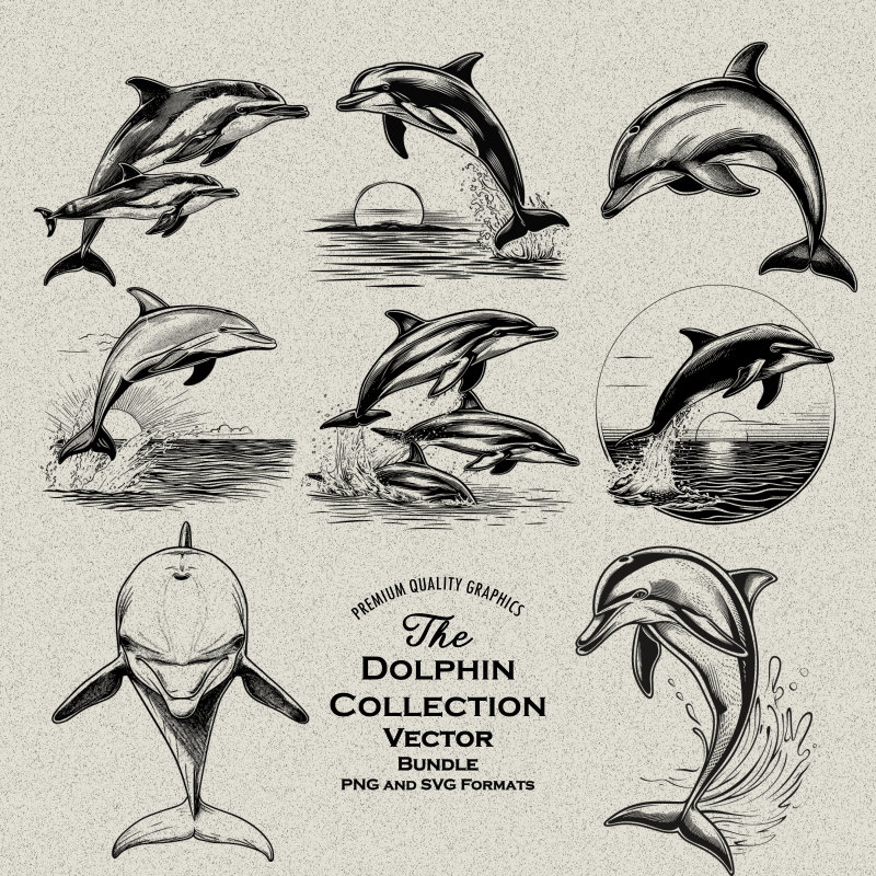 40 Dolphin Designs Bundle PNG & SVG for Laser Engraving or Print ...