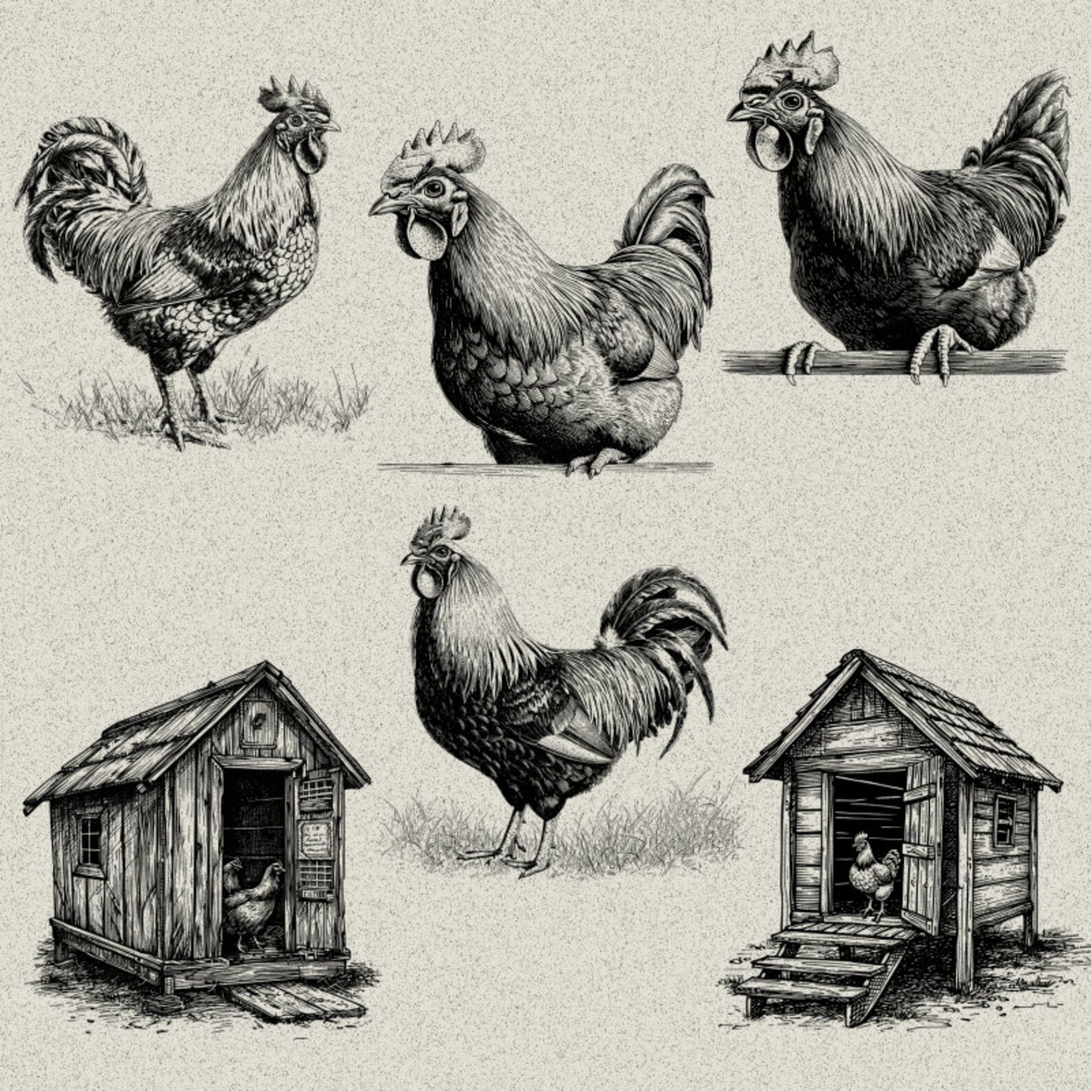 40 Chicken Designs Bundle PNG & SVG for Laser Engraving or Print, Chick ...