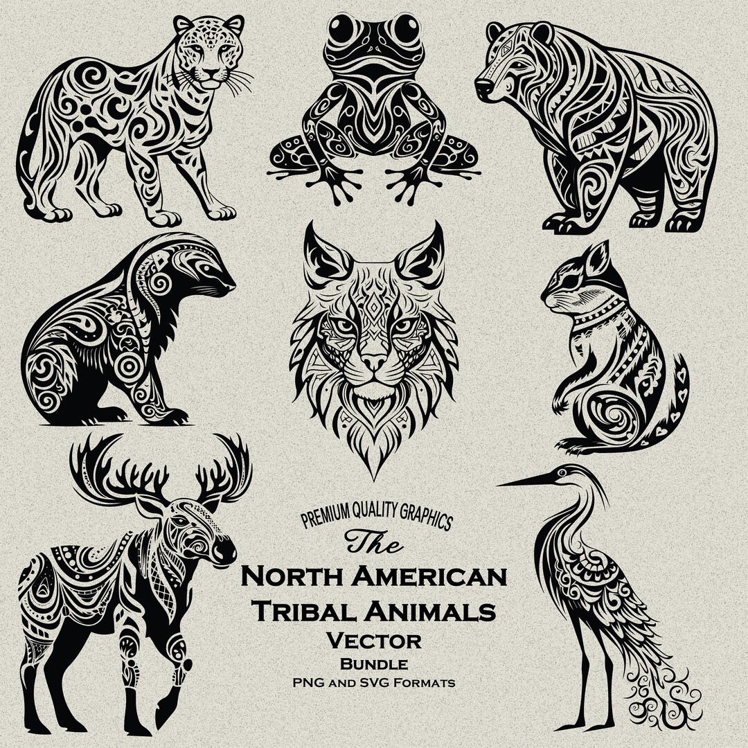 25 Tribal North American Animal SVG-PNG Bundle Digital Files Māori ...