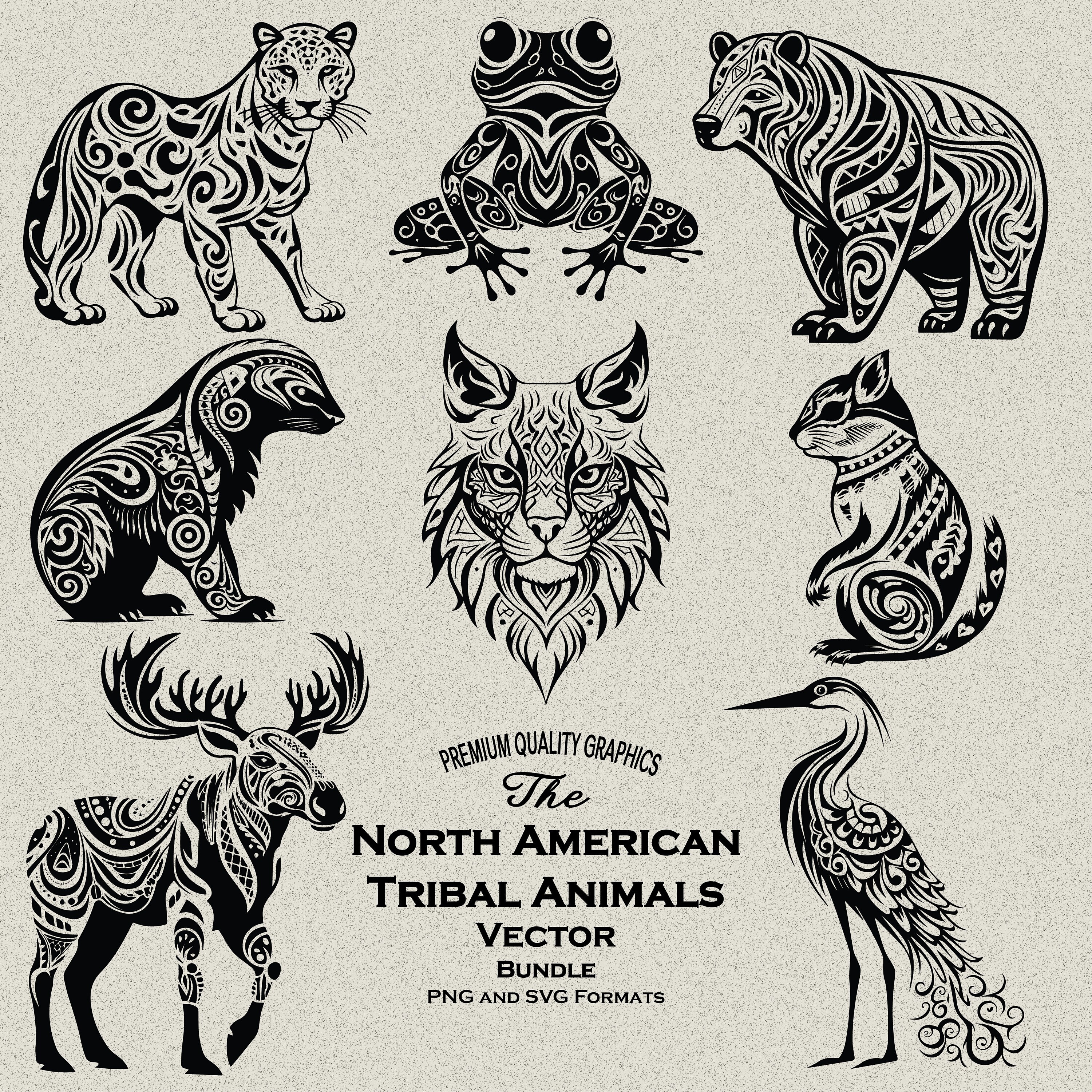 Black And White Tribal Animals