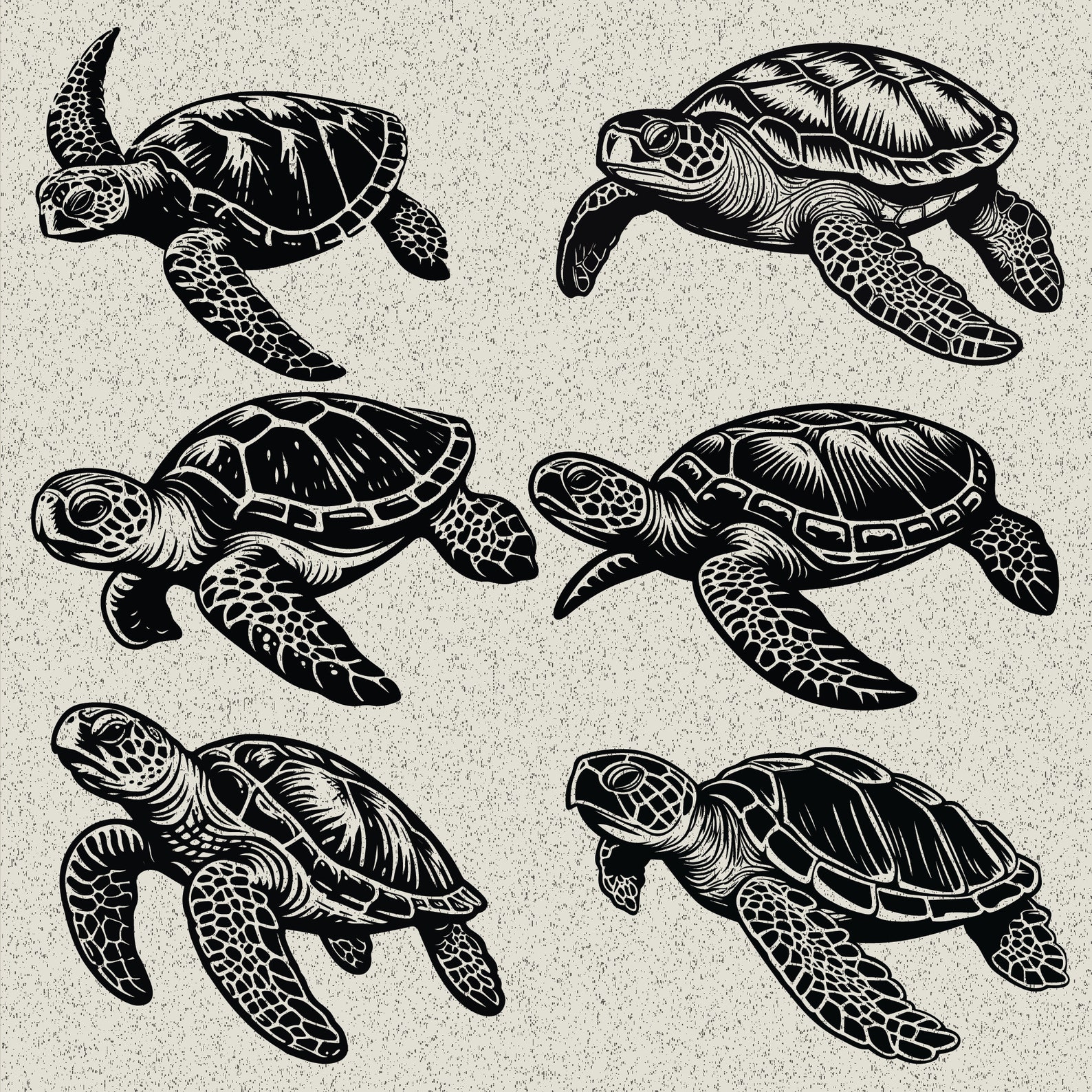 34 Sea Turtle Graphics SVG and PNG Bundle: Laser Engraver and Print ...