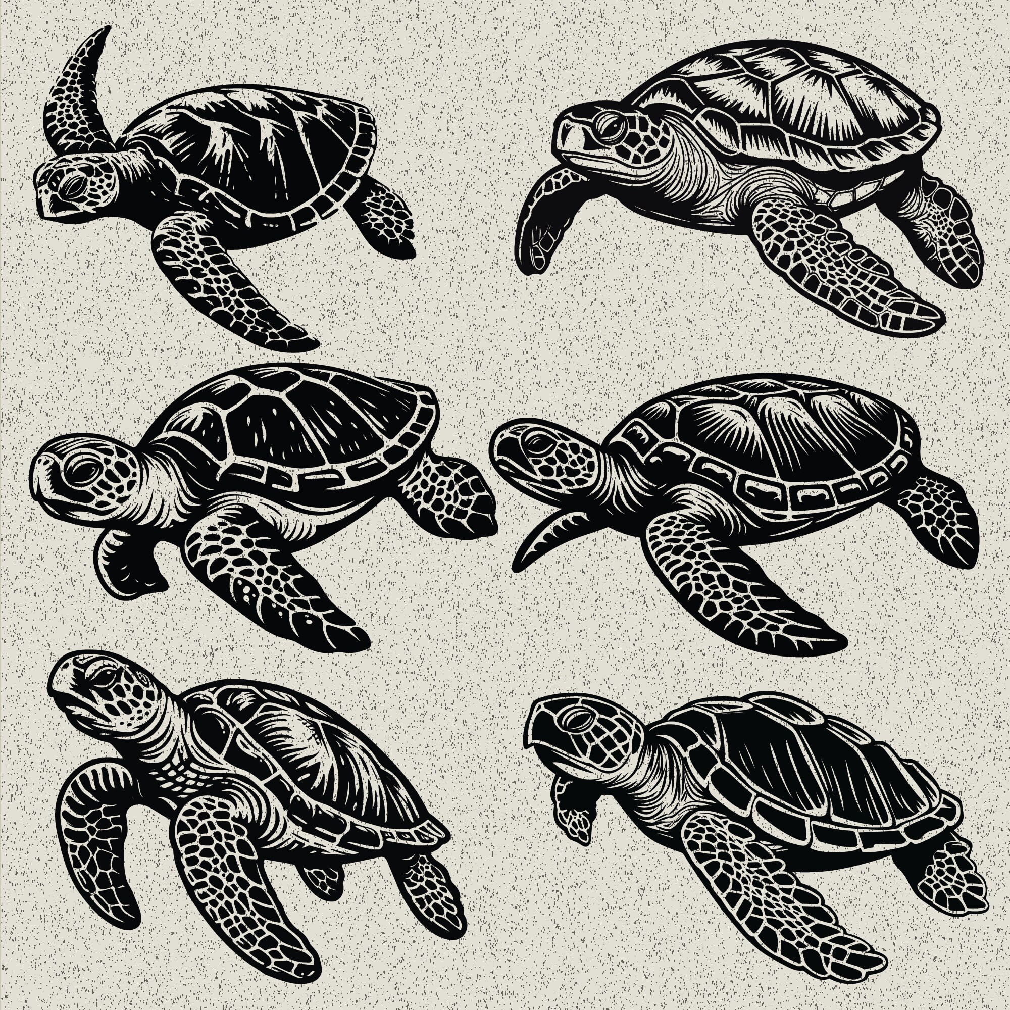 34 Sea Turtle Graphics SVG and PNG Bundle: Laser Engraver and Print ...