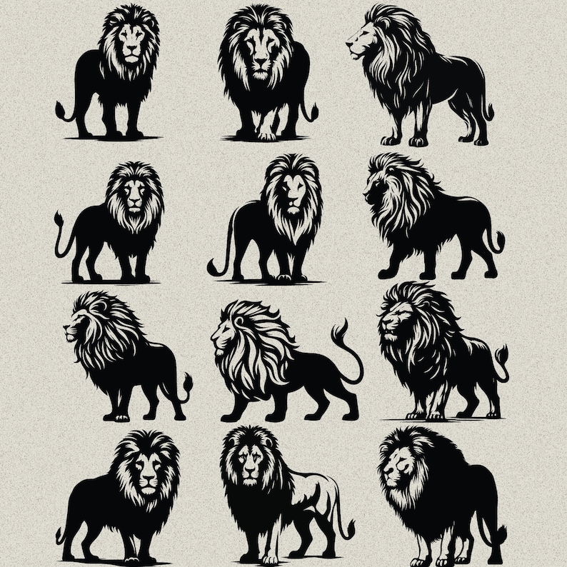 84 Lion Designs Bundle! Simple Low Detail Lion SVG and PNG Files - Good ...