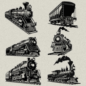 40 Train Designs Bundle PNG & SVG Digital for Laser Engraving, Cutting ...