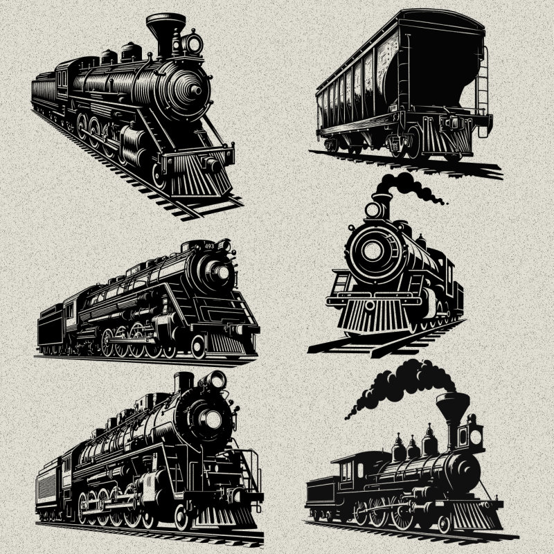 40 Train Designs Bundle PNG & SVG Digital for Laser Engraving, Cutting ...