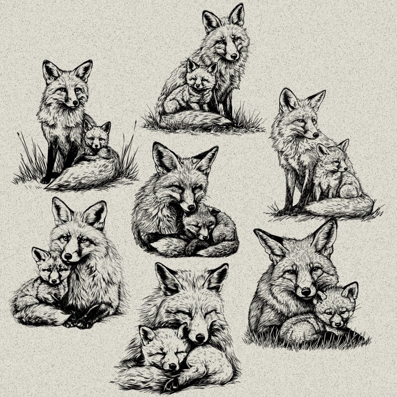 47 Fox Designs Bundle PNG & SVG Digital for Laser Engraving or Print ...
