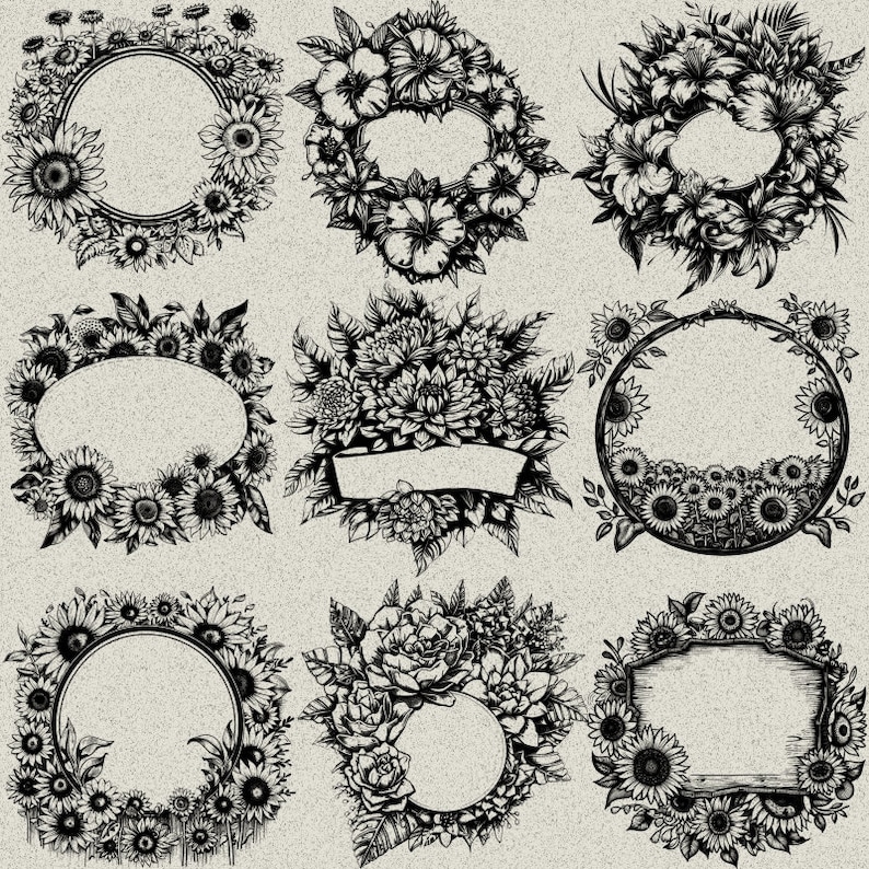 38 Floral Flower Signs SVG-PNG Bundle Designs for Laser Engraving, or ...