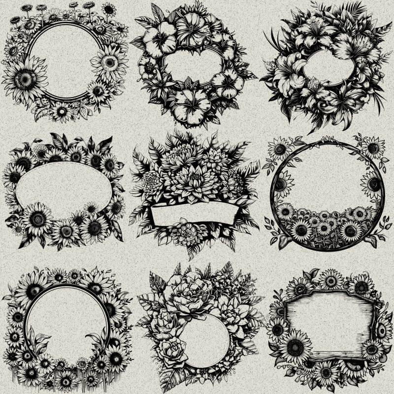 38 Floral Flower Signs SVG-PNG Bundle Designs for Laser Engraving, or ...