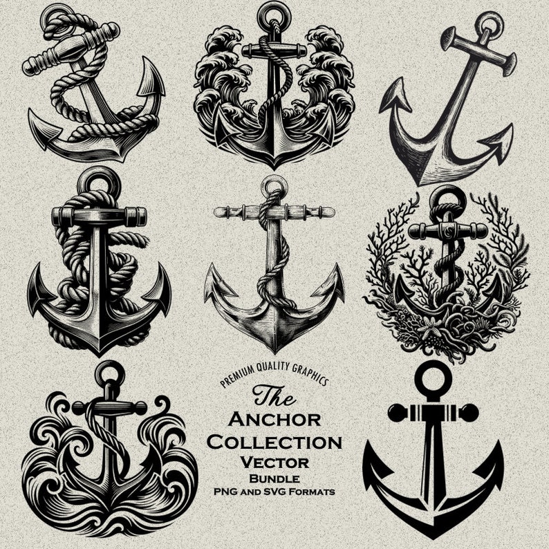 34 Anchor Designs Bundle SVG & PNG for Laser Engraving or Print, USN ...
