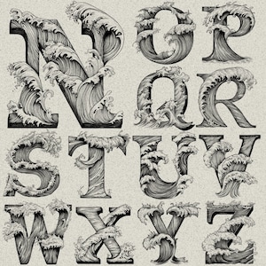 Wave Monogram Letter Designs Bundle PNG & SVG Digital Download for ...